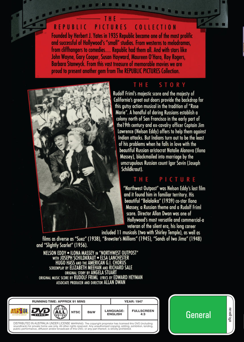 Northwest Outpost 1947 Dvd Nelson Eddy Ilona Massey