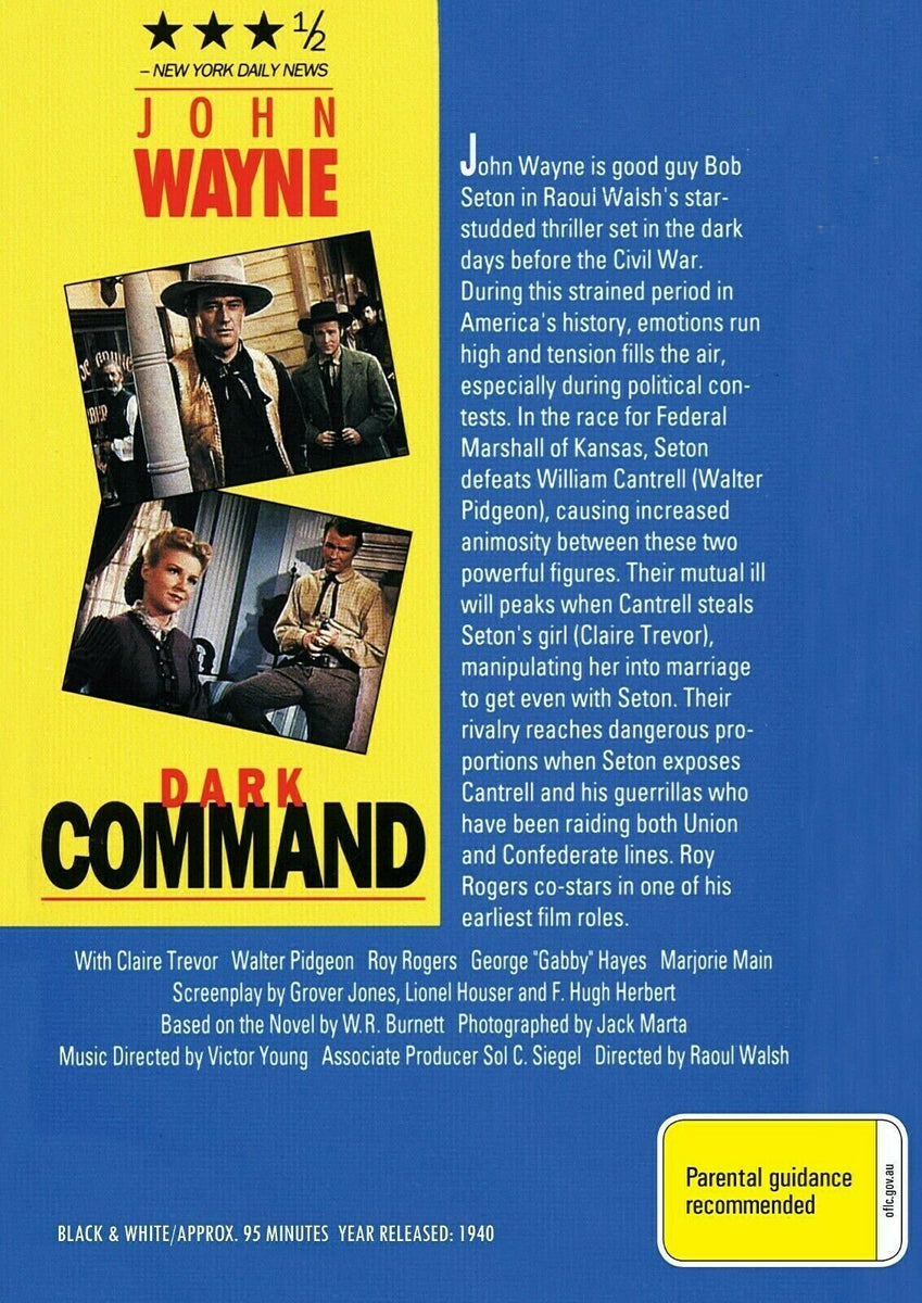 Dark Command (1940) - DVD - Claire Trevor, John Wayne- WESTERN