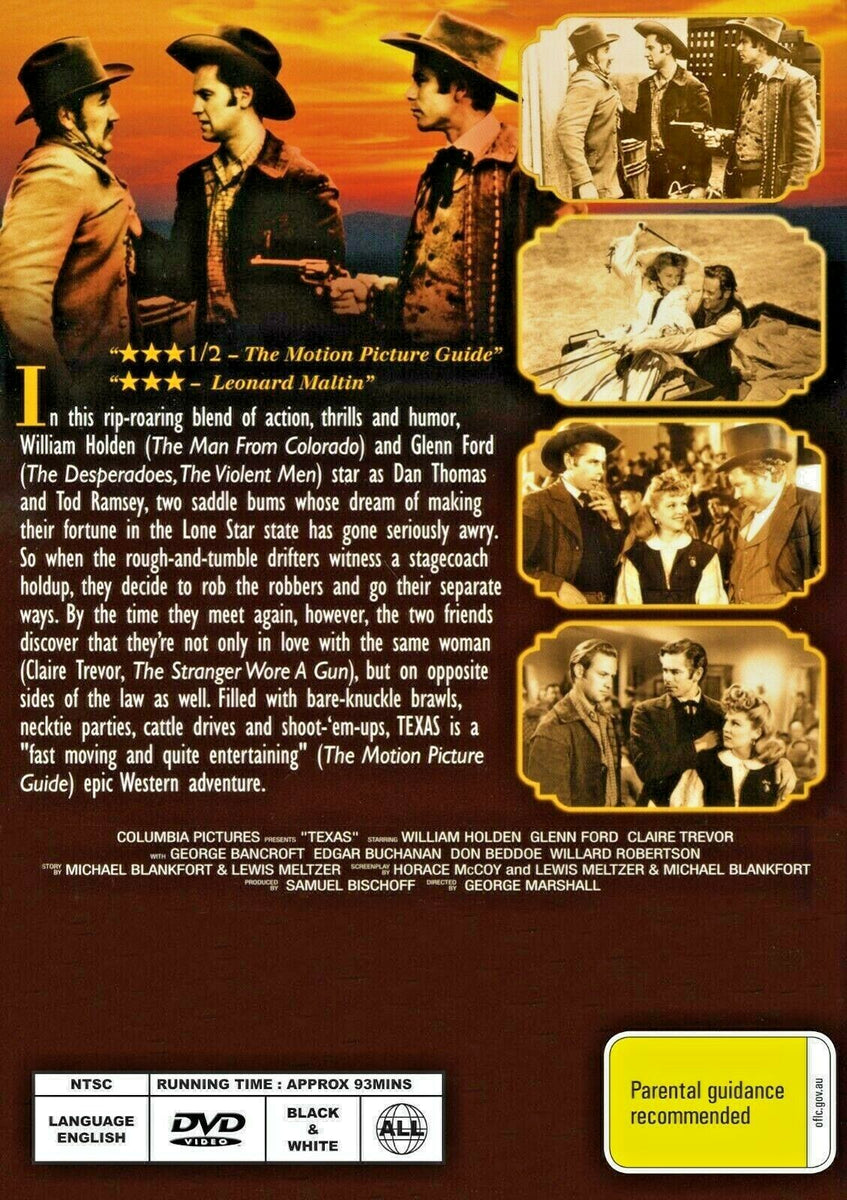 Texas (1941) - DVD - NEW - William Holden, Glenn Ford - WESTERN