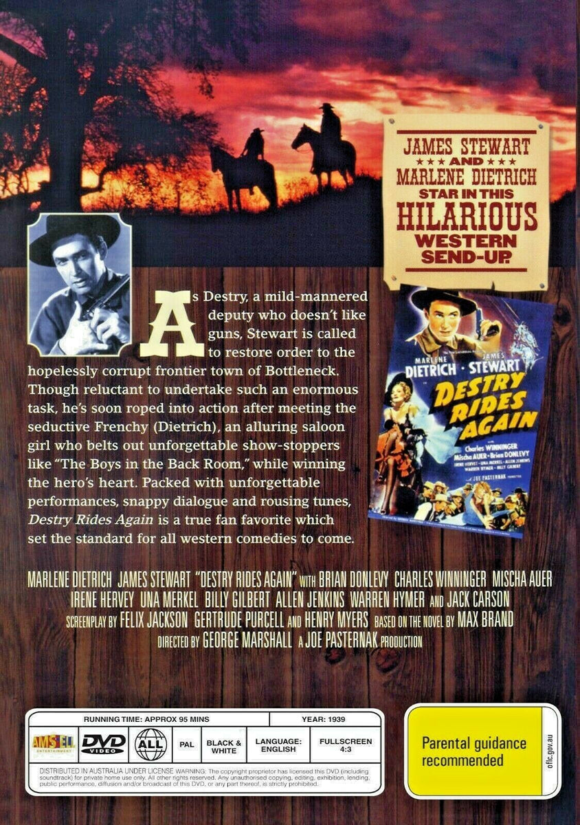 Destry Rides Again (1945) - DVD - Marlene Dietrich, James Stewart - WESTERN