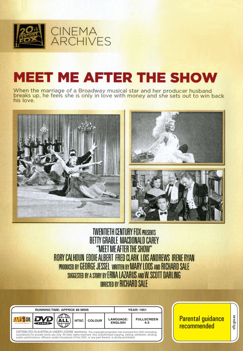 Meet Me After the Show (1951) - DVD - Betty Grable, Macdonald Carey